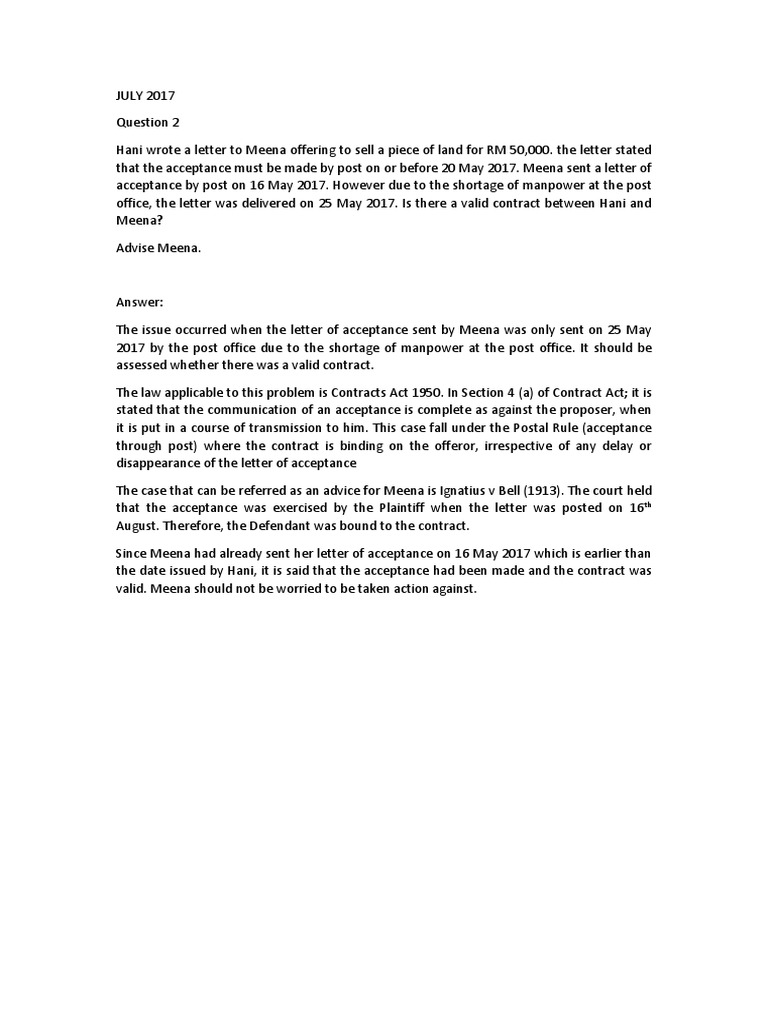 Delayed Delivery but Valid Contract: Meena's Land Purchase Agreement ...