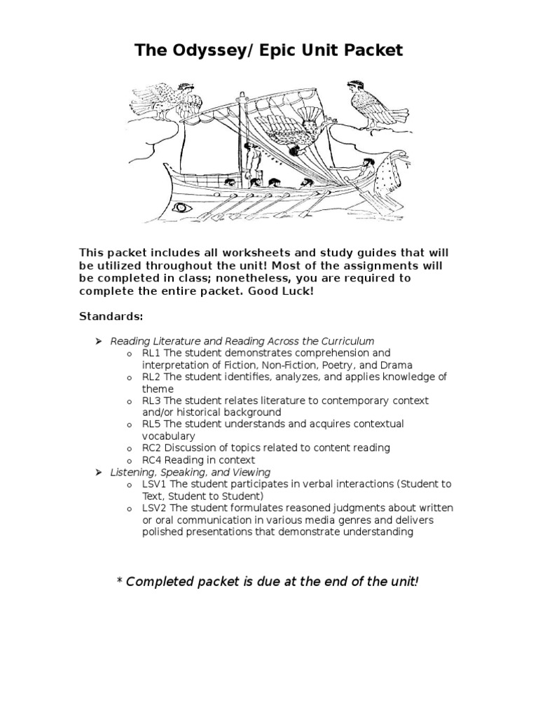 The Odyssey Packet SPR 10 2 | PDF | Penelope | Odysseus