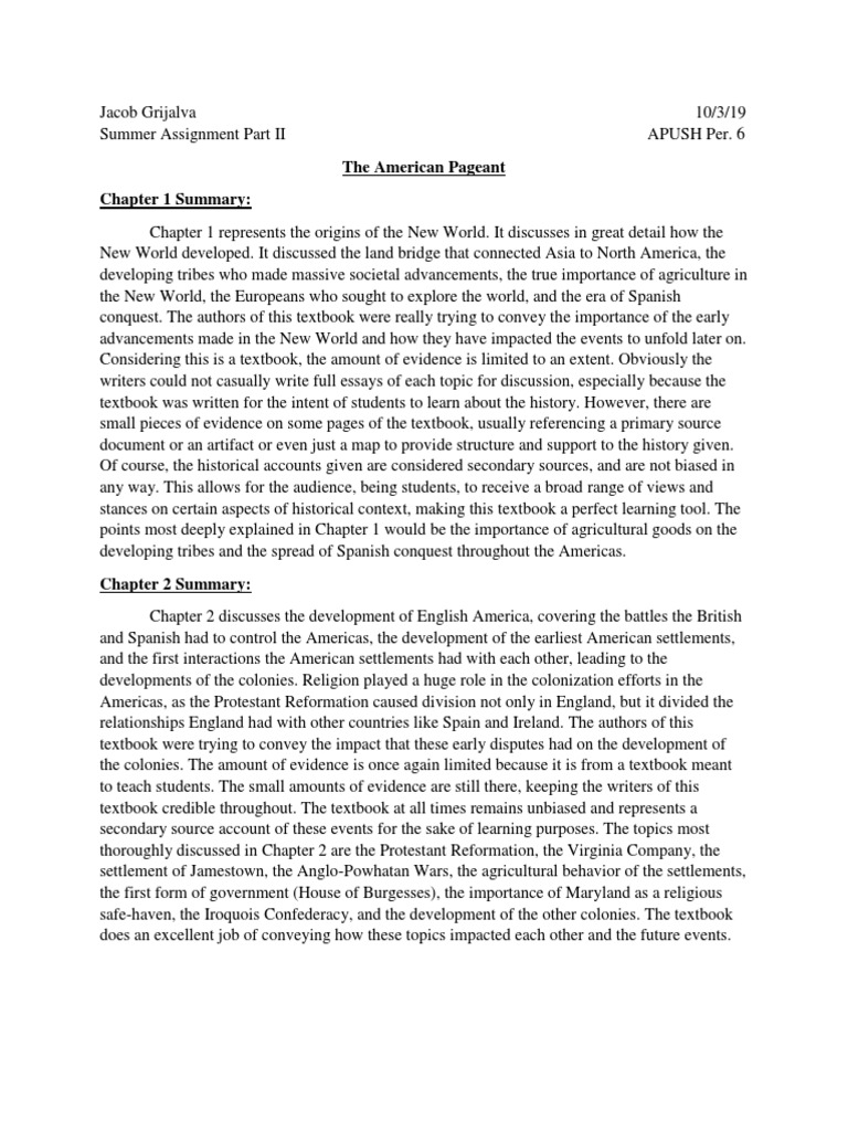 APUSH Summer Assignment Part II | PDF | The United States | Christopher ...