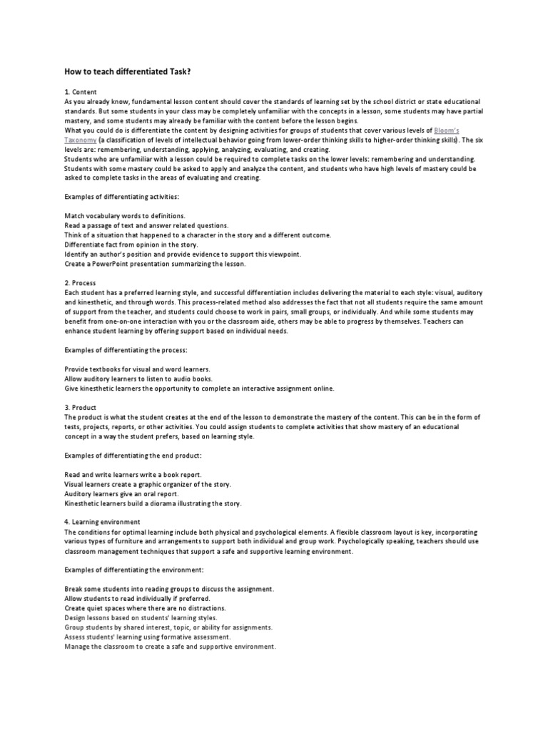 How To Teach Differentiated Task | PDF | Learning Styles | Learning
