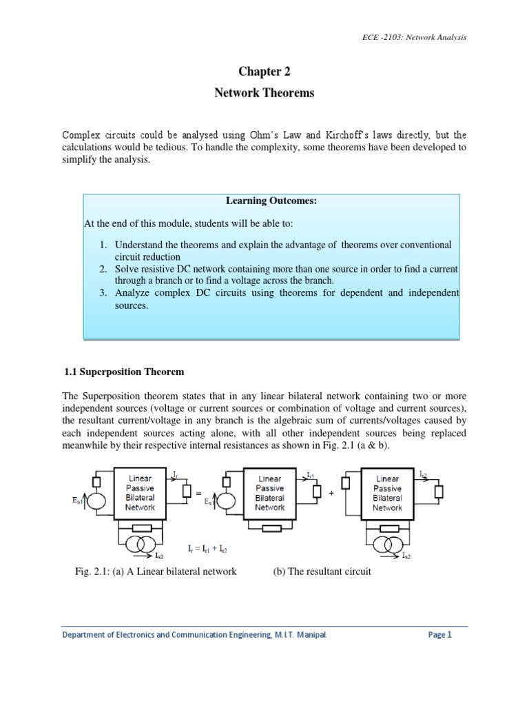 NETWORK ANALYSIS Chap.2 NETWORK THEOREMS PDF | PDF | Electrical Network ...