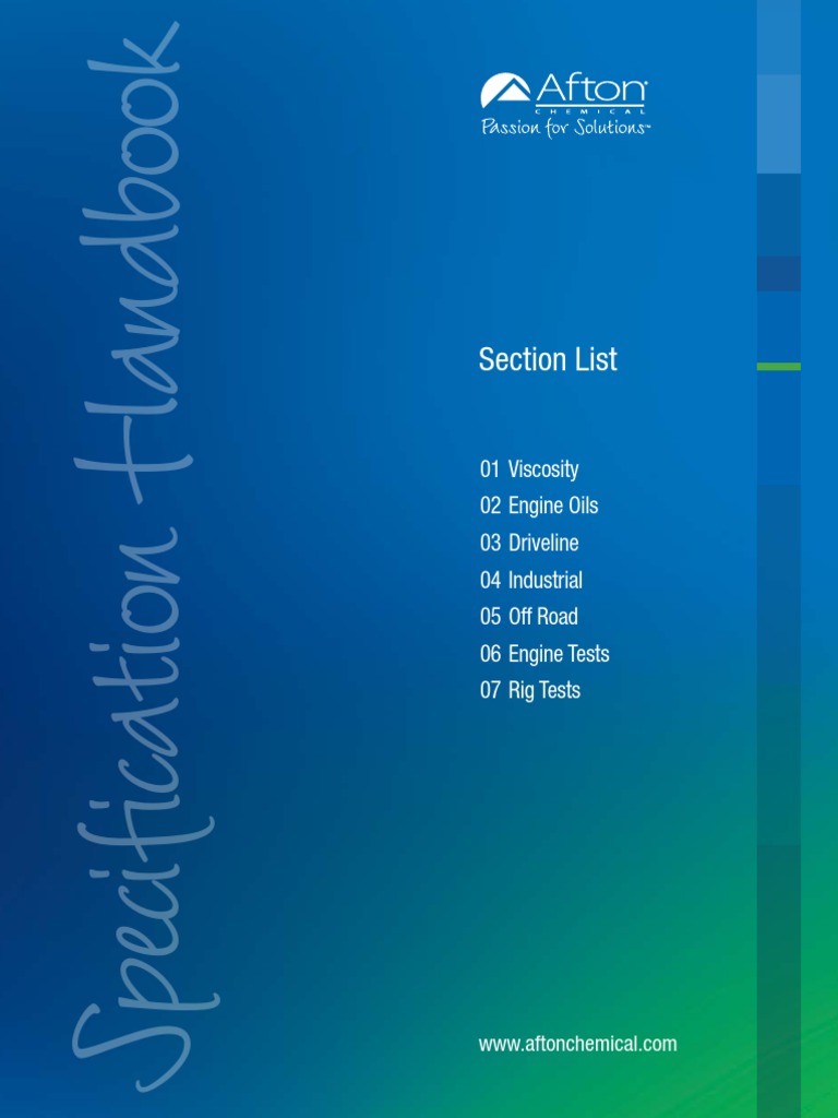 Afton Oil Specifications | PDF | Motor Oil | Litre