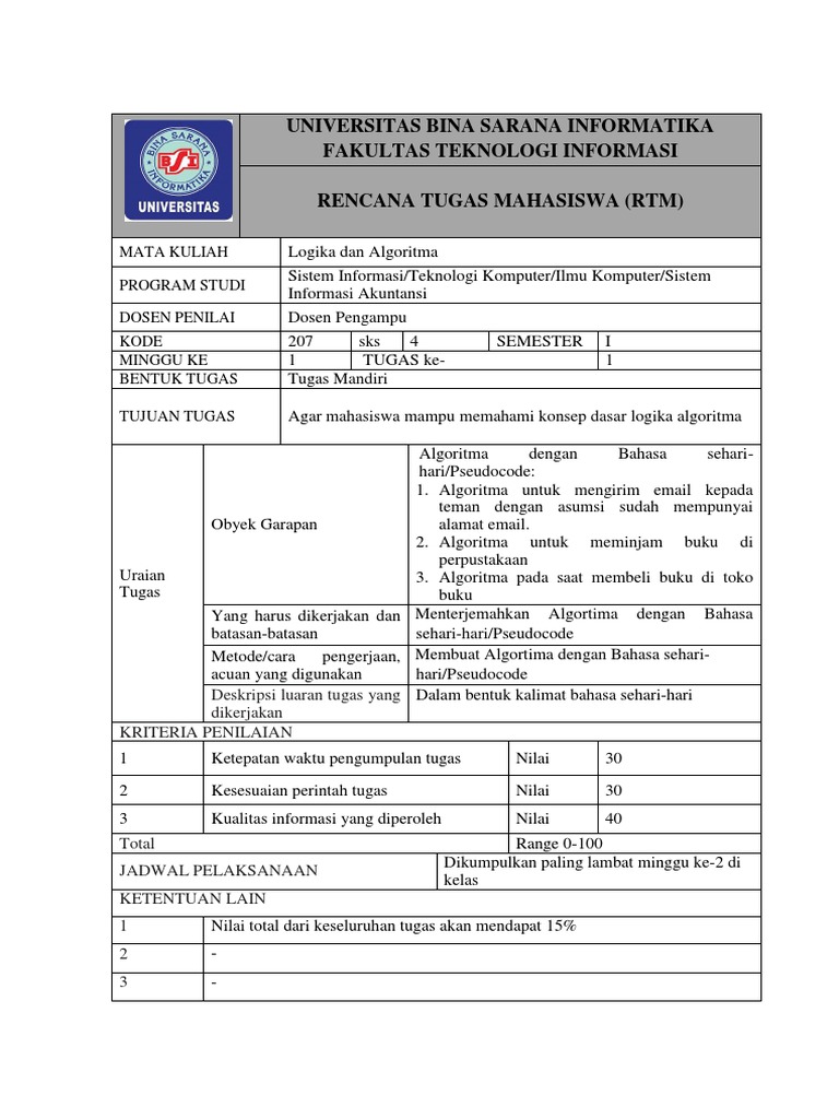 RTM 207 Logika Algoritma | PDF | Teknologi & Rekayasa