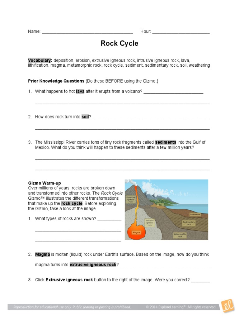 Sedimentary Rock Worksheet Rock Cycle In Earth's Crust Worksheet For