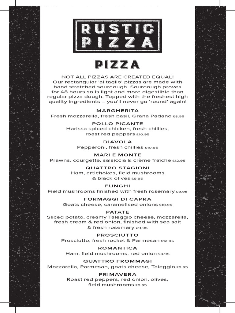 Rustic Pizza Menu | PDF