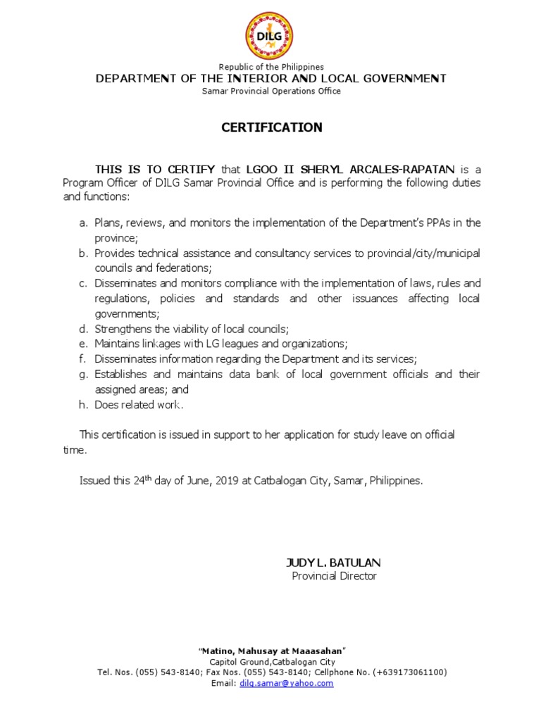 Statement of Actual Duties | PDF