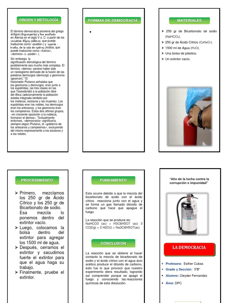 Triptico Extintor Casero | PDF | Química | Naturaleza