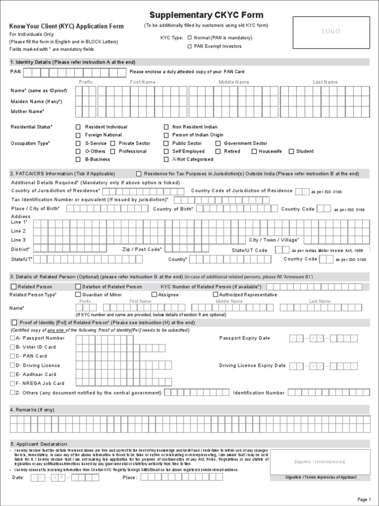 Know Your Client (KYC) Application Form: Middle Name Last Name First ...