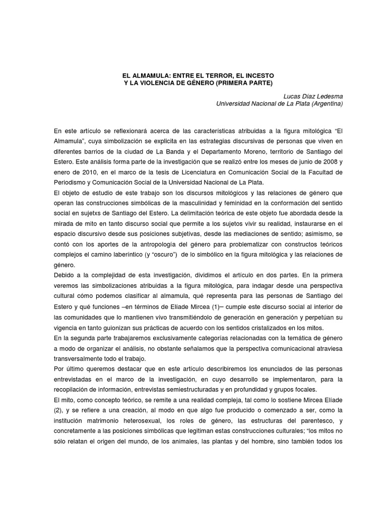 Leyenda Del Almamula PDF | PDF | Incesto | Mujer
