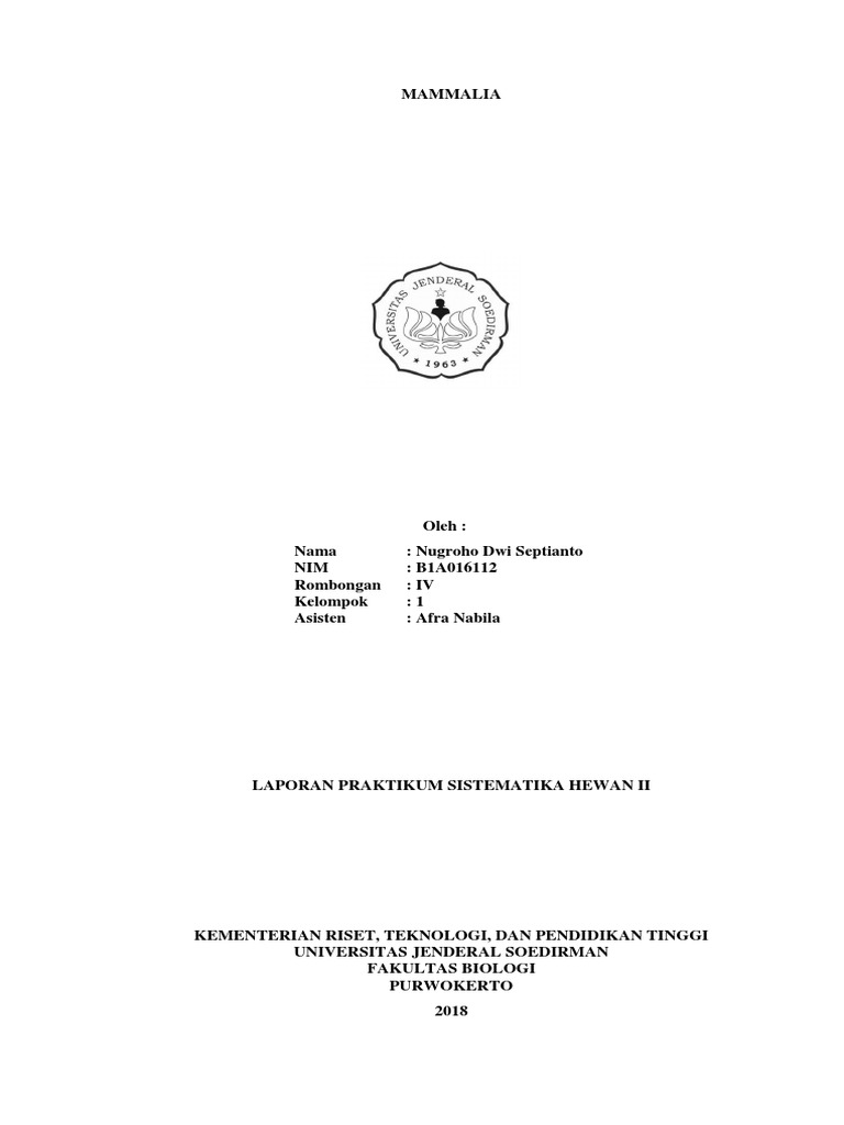Laporan Praktikum Mammalia dan Cynodonta | PDF