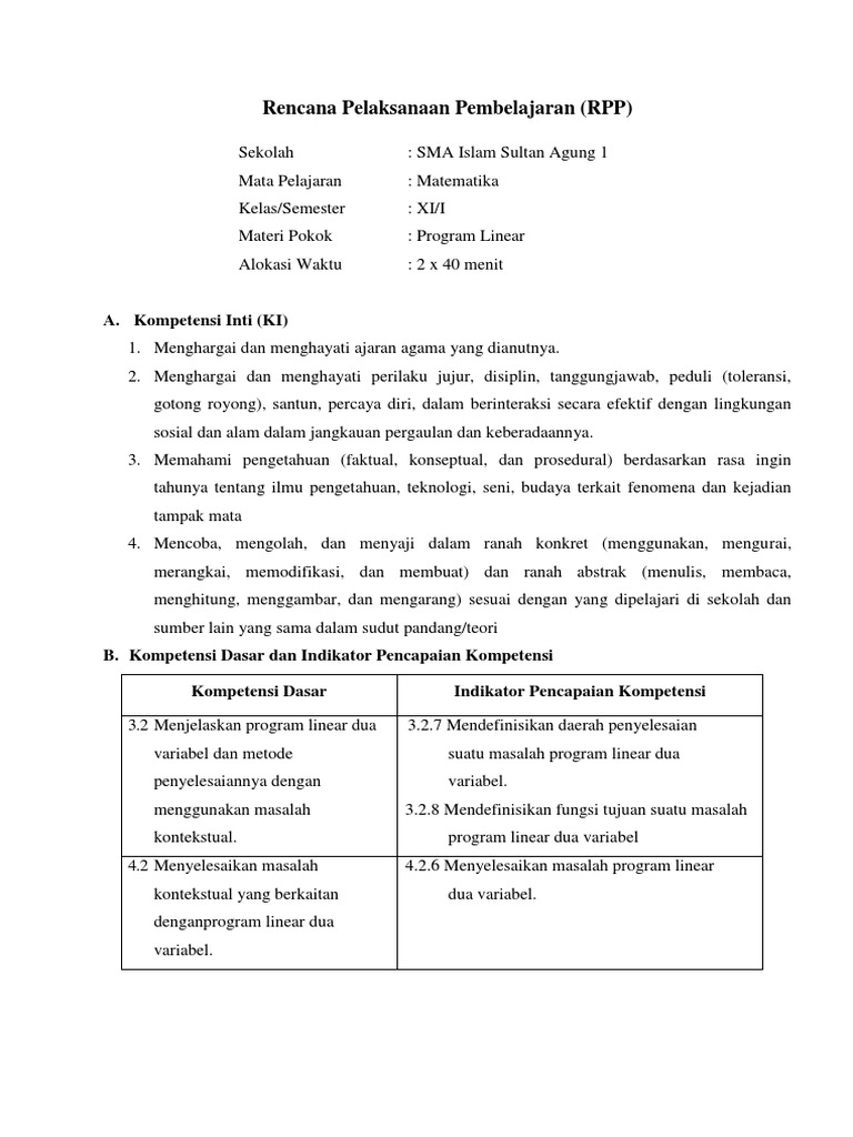 RPP Program Linear | PDF
