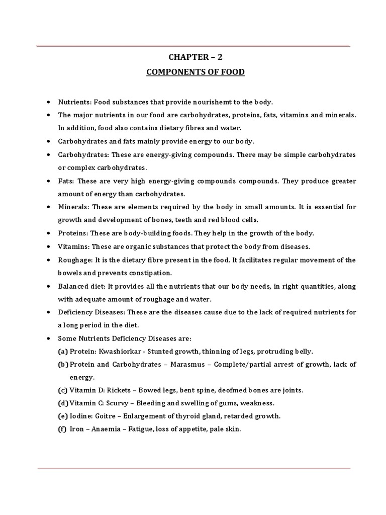 Chapter - 2 Components of Food | PDF