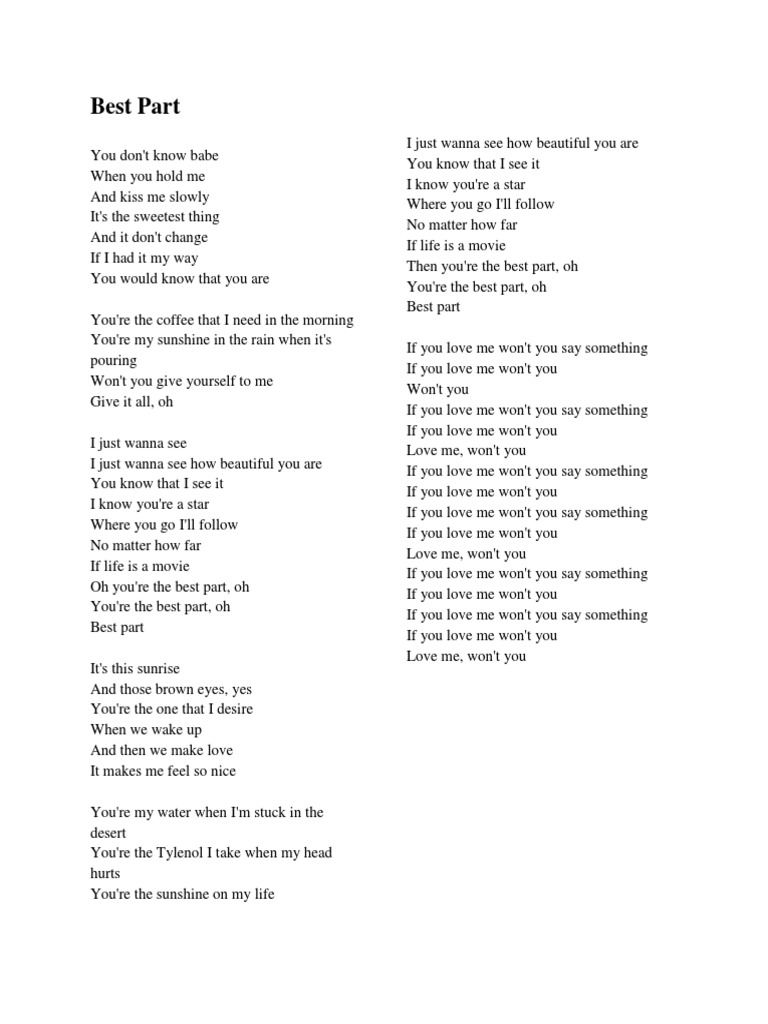 Best Part Lyrics | PDF | Nature