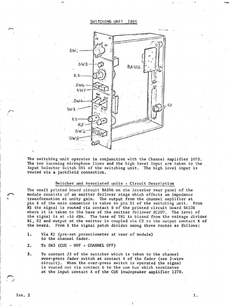 Neve 1895 Switching Unit BCM Schematic User Manual | PDF