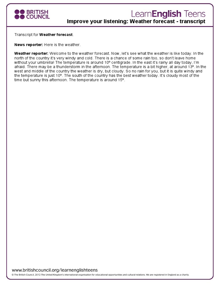 Microsoft Word - Weather Forecast - Transcript | PDF