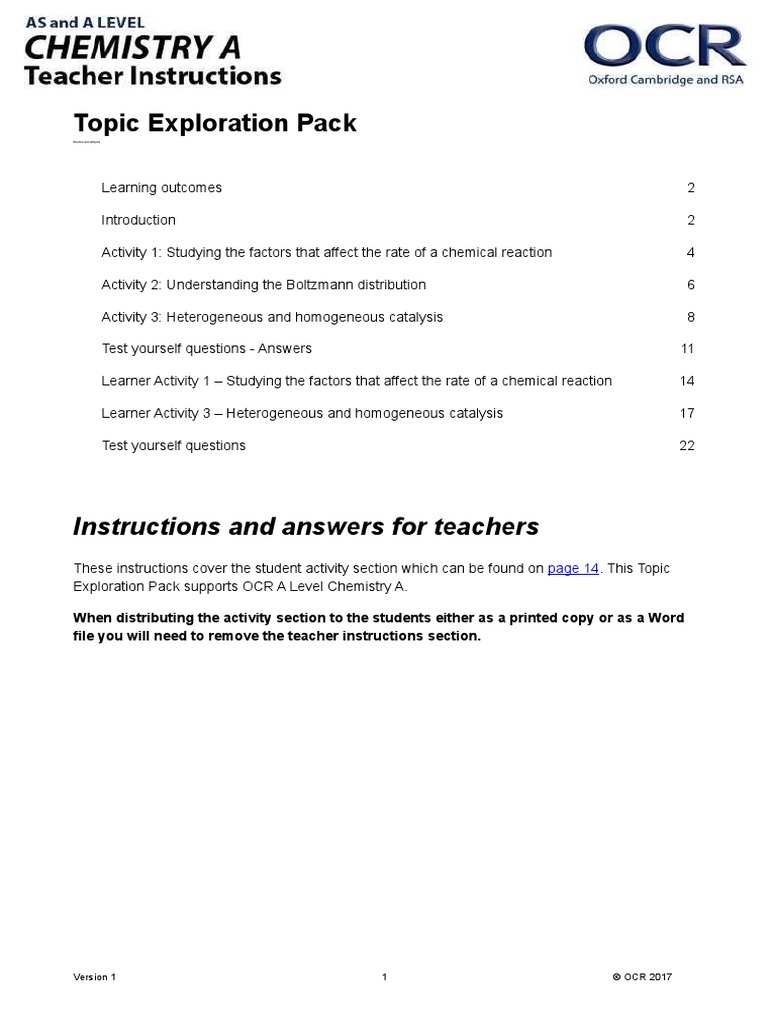 Topic Exploration Pack: Instructions and Answers For Teachers | PDF ...
