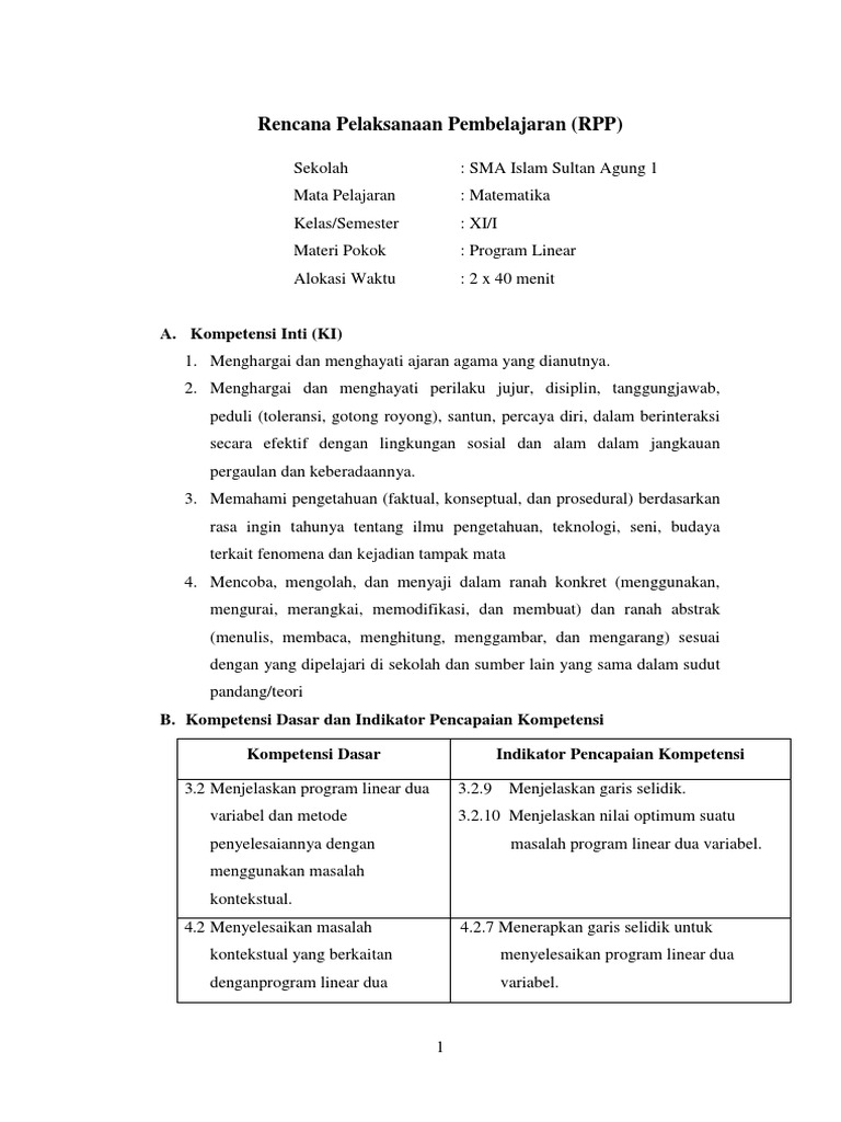 RPP Program Linear | PDF