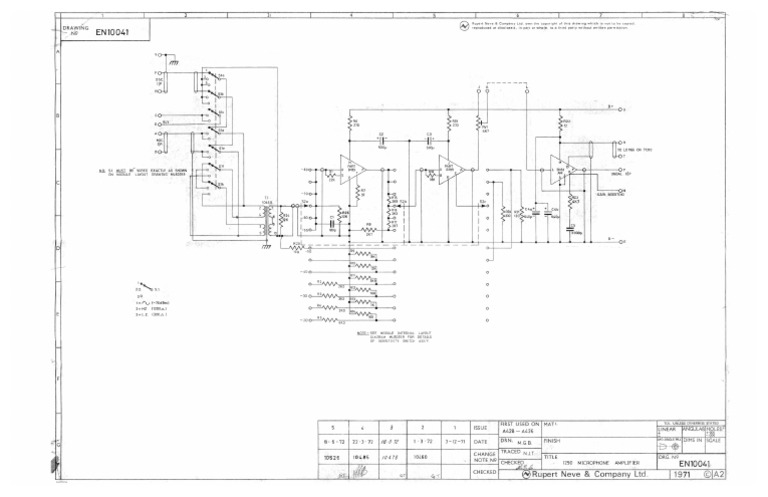 Neve 1290 Microphone Amplifier Schematic - EN10041 (1971) PDF | PDF