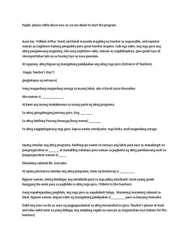 Teacher's Day Script | PDF