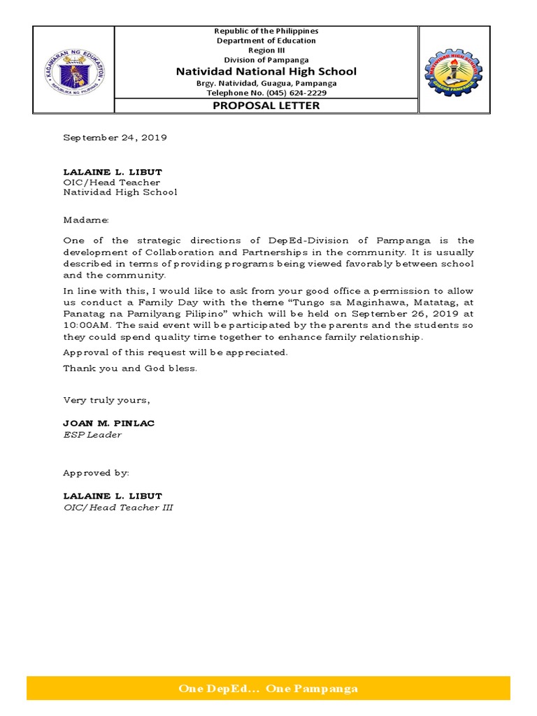 Proposal Letter FAMILY DAY 2019 | PDF