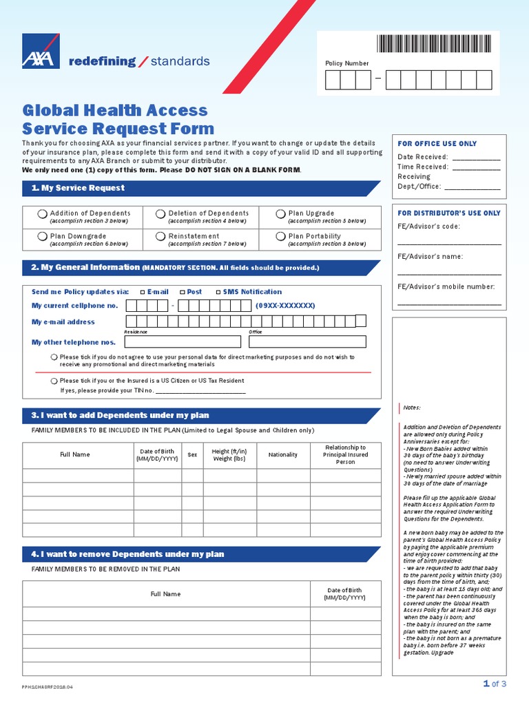 Global Health Access Service Request Form | PDF | Heart | Coronary ...
