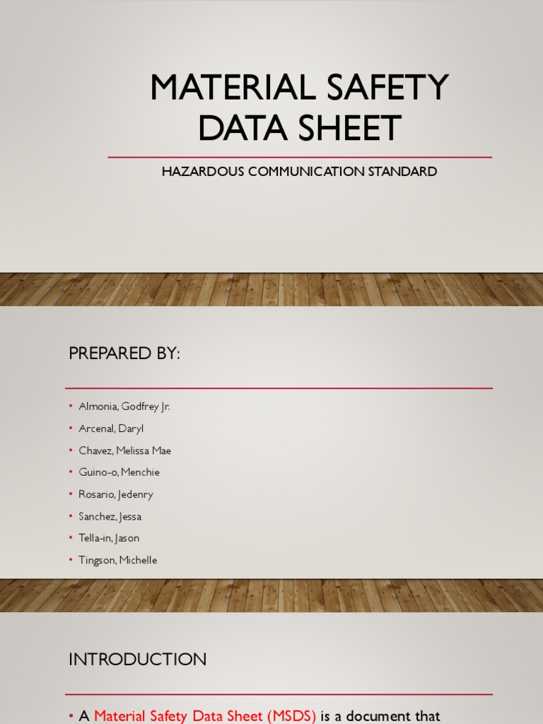 Material Safety Data Sheet | PDF | Chemical Substances | Dangerous Goods