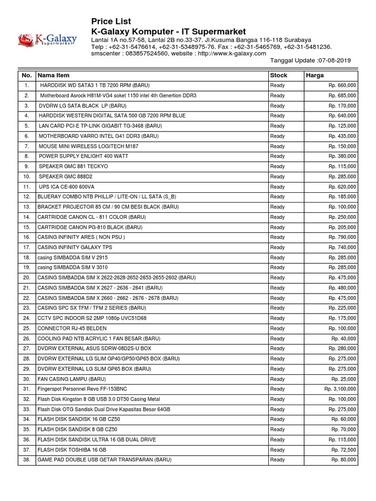Price List K-Galaxy Komputer - IT Supermarket | PDF | Hard Disk Drive ...