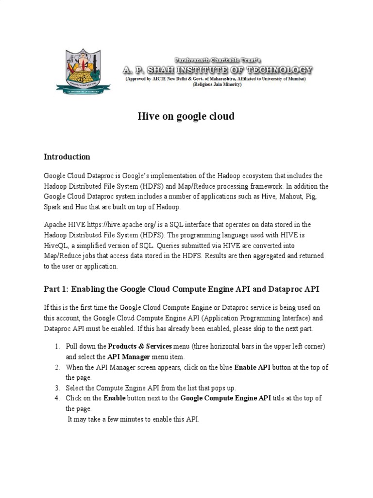 Hive On Google Cloud | PDF | Apache Hadoop | Application Programming Interface