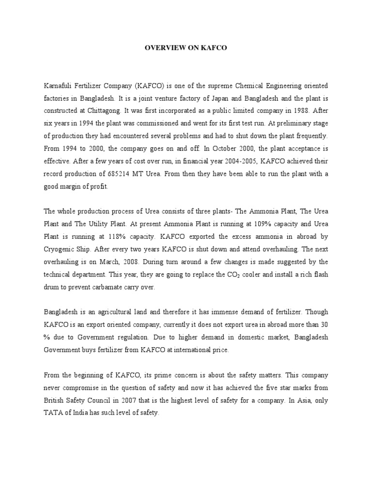 Kafco 1 | PDF | Urea | Boiler