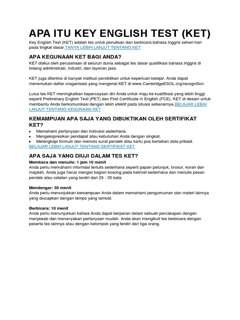 Apa Itu Key English Test | PDF