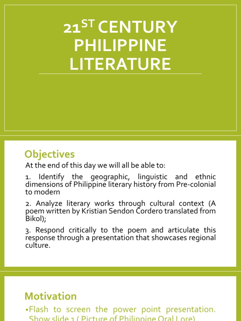 21st Century Philippine Literature | PDF | Communication | Human ...