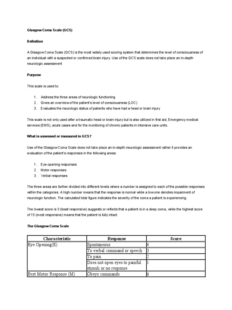 Glasgow Coma Scale Source Nursing Crib | PDF | Coma | Morality