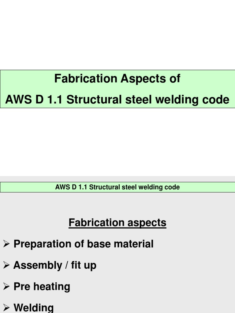 AWS D1.1 Steel Welding Code Fabrication Guide | PDF | Welding ...