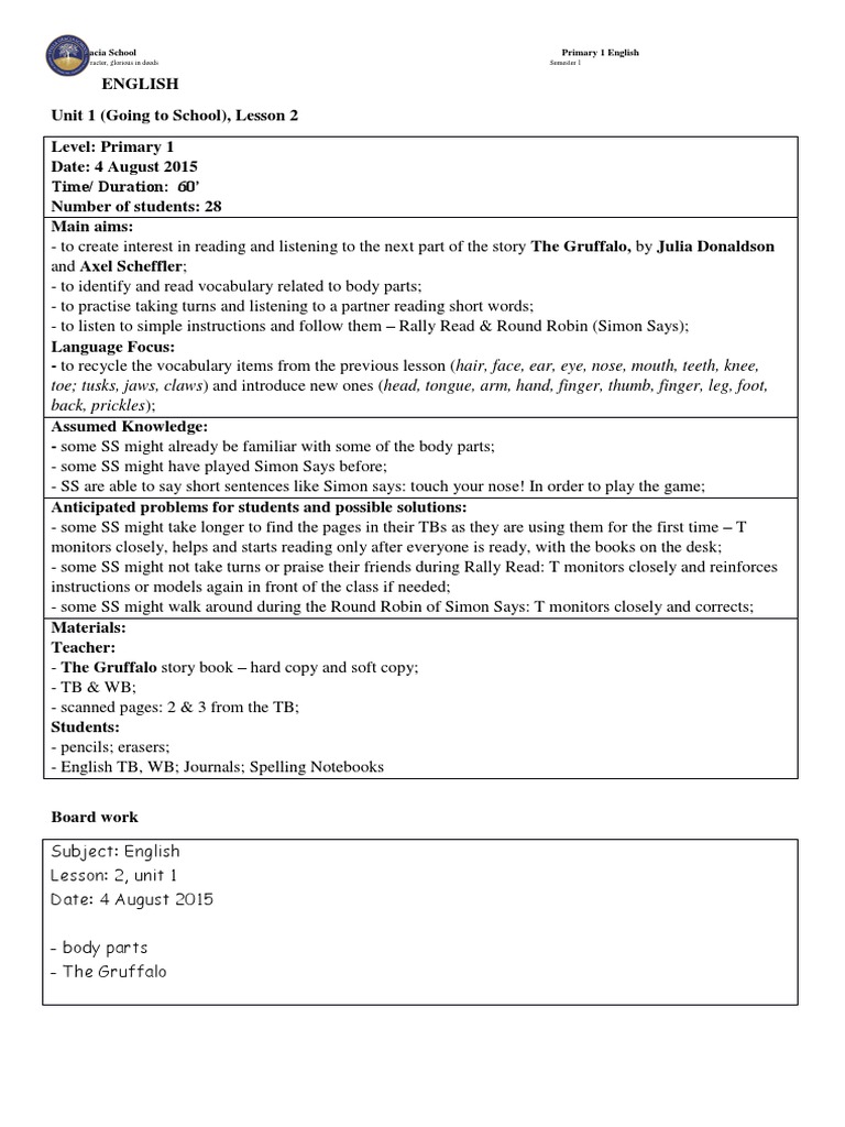 English Lesson Plan | PDF