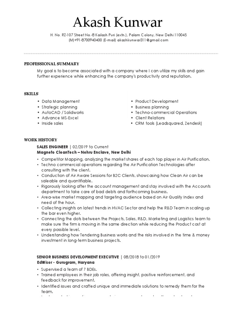 Akash Kunwar Resume | PDF | Sales | Business