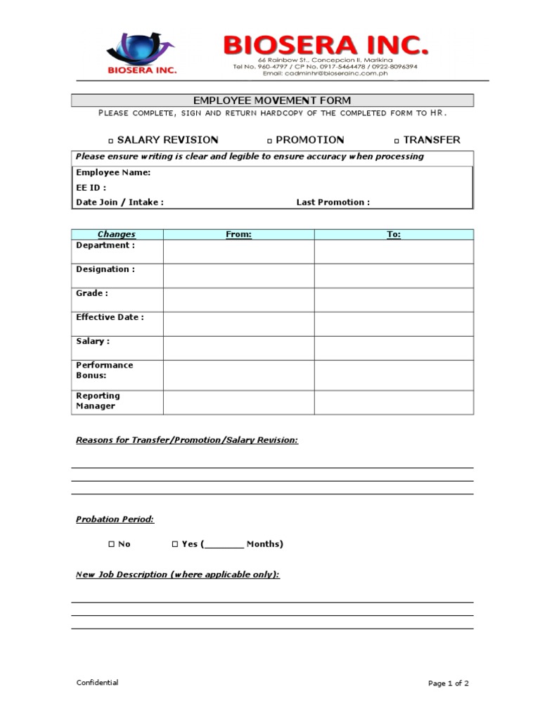 Employee Movement Form | PDF