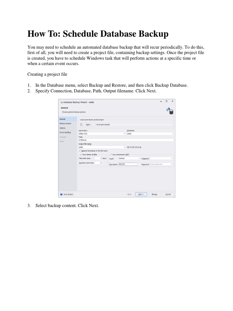 How To: Schedule Database Backup | PDF