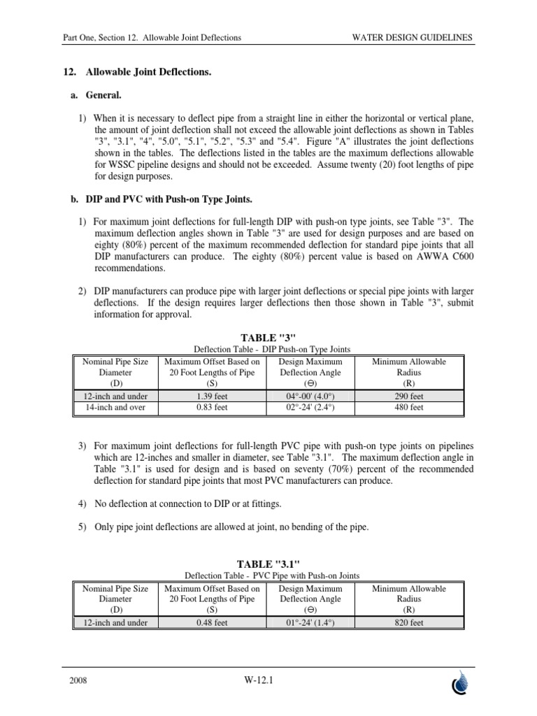 Allowable Joint Deflections.: A. General | PDF | Angle | Pipe (Fluid ...