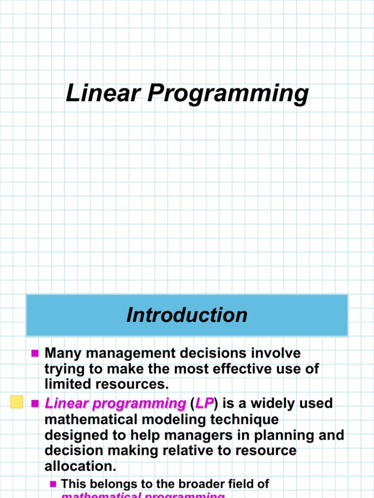 Lecture On Linear Programming - Aug2019 | PDF | Mathematical ...