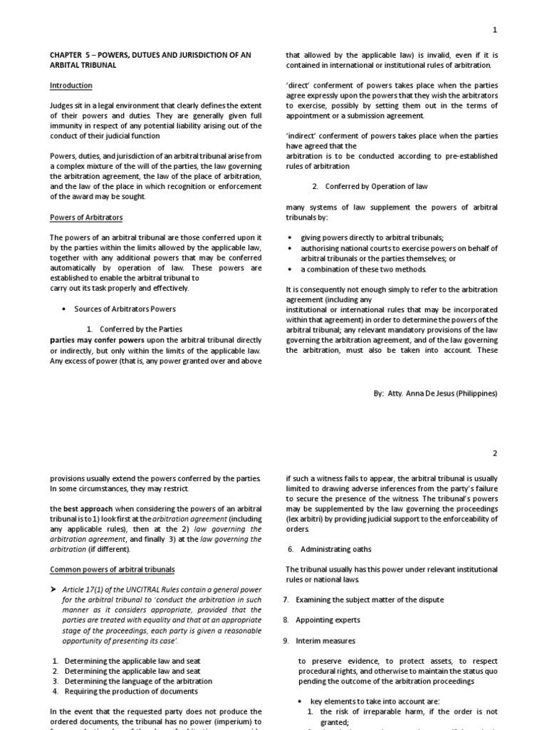 Chapter 5 Redfern Notes | PDF | Arbitration | Arbitral Tribunal