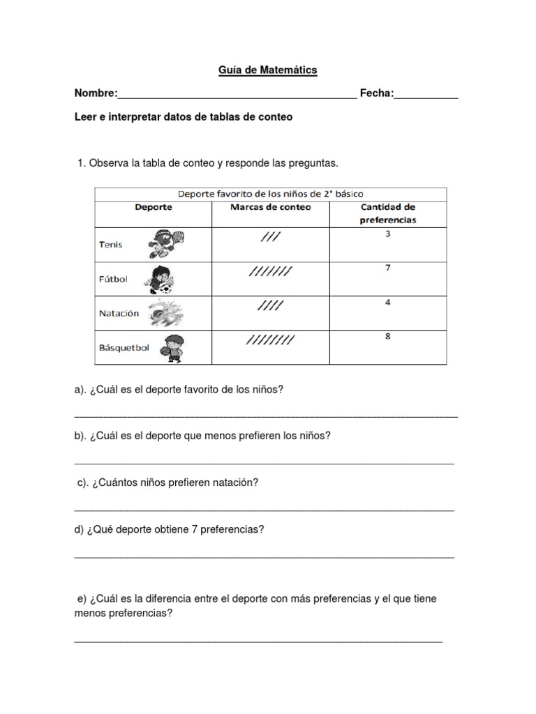 Tablas de Conteo para Primer Grado | PDF