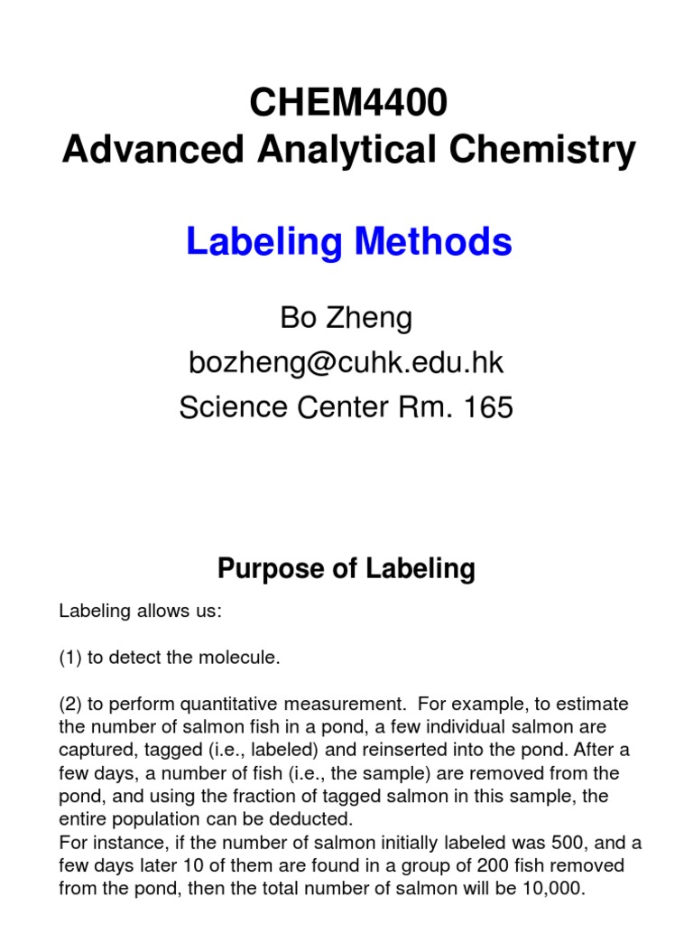 CHEM4400 Advanced Analytical Chemistry: Labeling Methods | PDF ...
