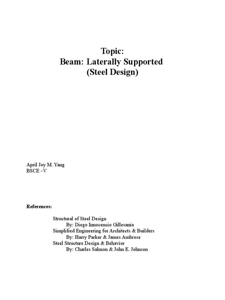 WK 10a Laterally Supported Beams | PDF | Bending | Beam (Structure)