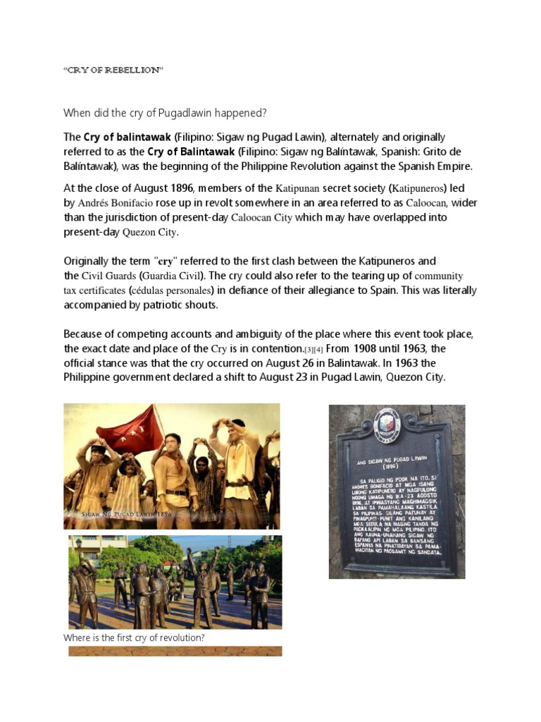 Where is the first cry of revolution? | Philippines | Metro Manila