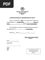 CS Form No. 4 Certification of Assumption To Duty | PDF