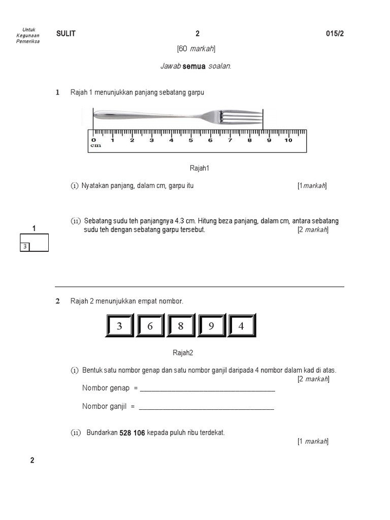 Soalan Matematik Tahun 5 Pat 2019