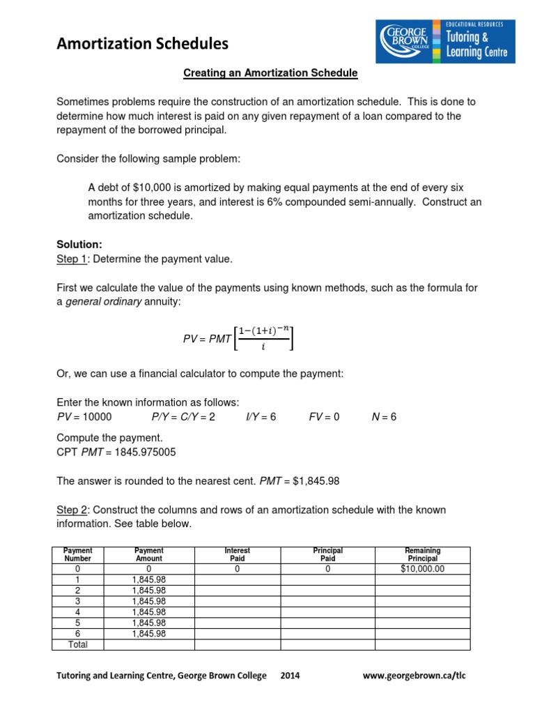 Amortization Schedules: Creating An Amortization Schedule | PDF ...