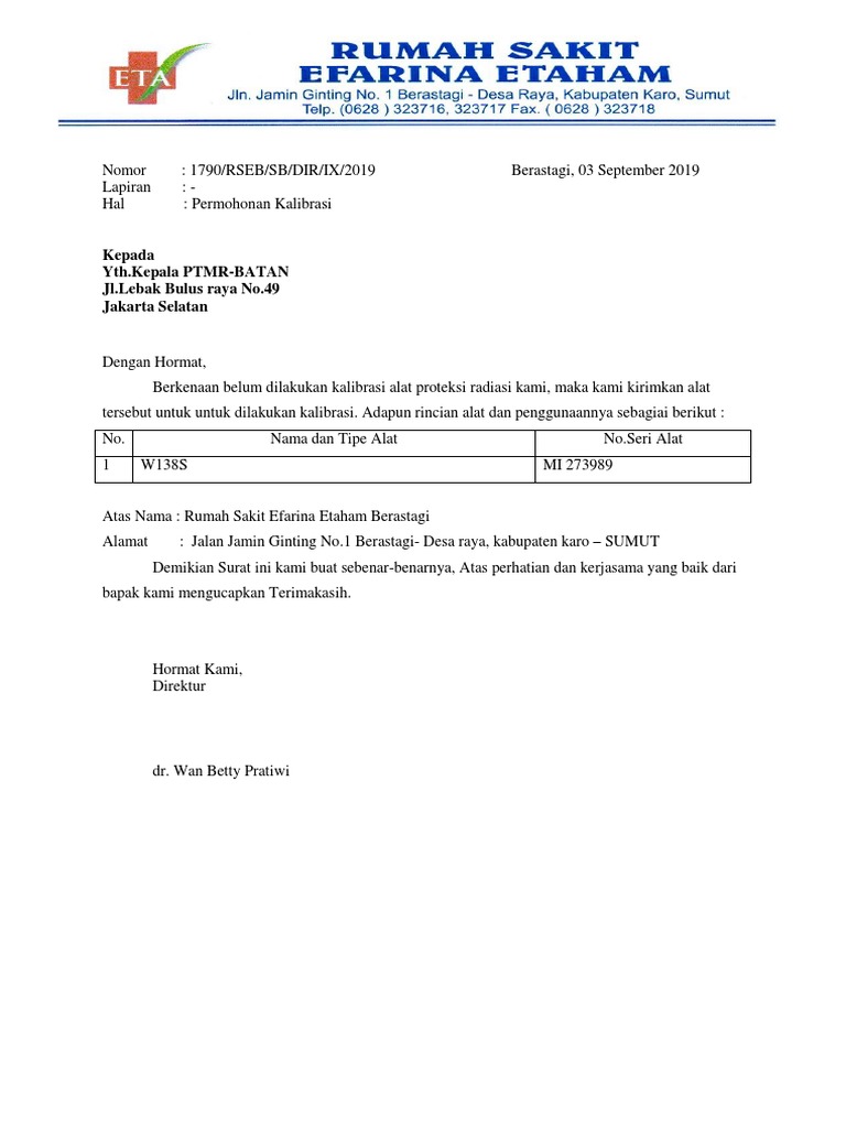 Permohonan Kalibrasi Pendose | PDF