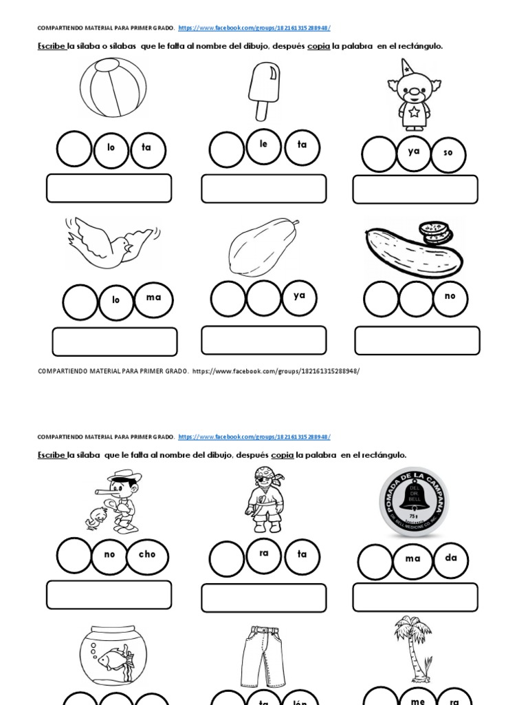 Cuadernillo de sílabas para primer grado | PDF