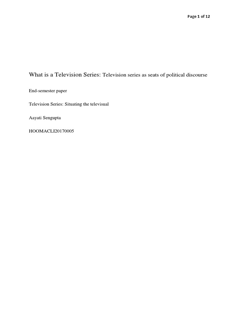 What Is A Television Series? | PDF | Entertainment (General)